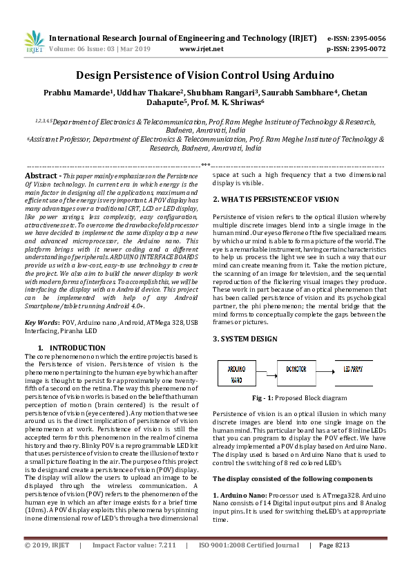 Pdf Irjet Design Persistence Of Vision Control Using Arduino