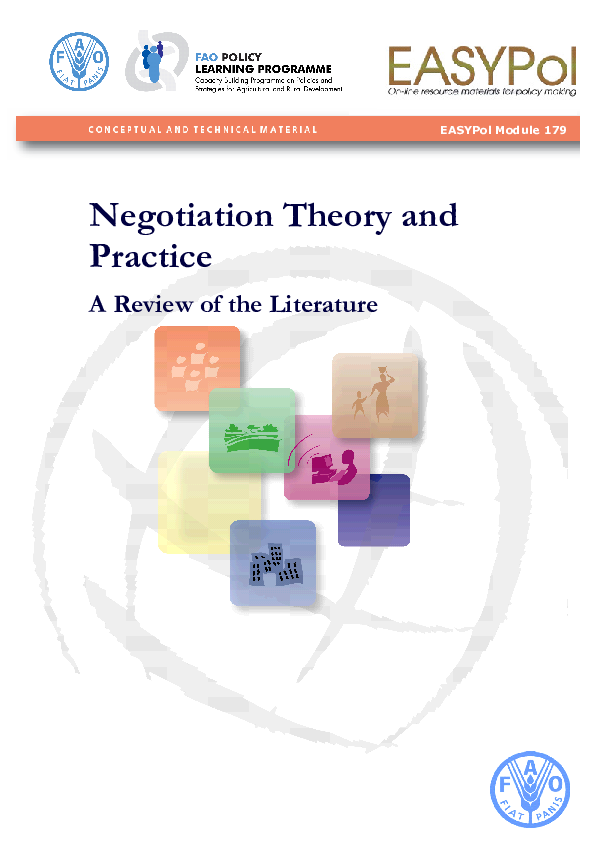 (PDF) Negotiation Theory and Practice A Review of the Literature