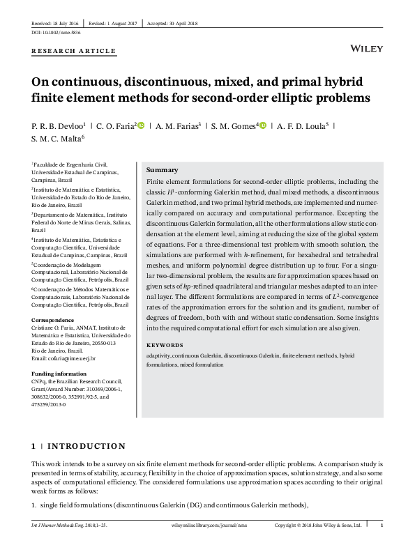 Pdf On Continuous Discontinuous Mixed And Primal Hybrid Finite
