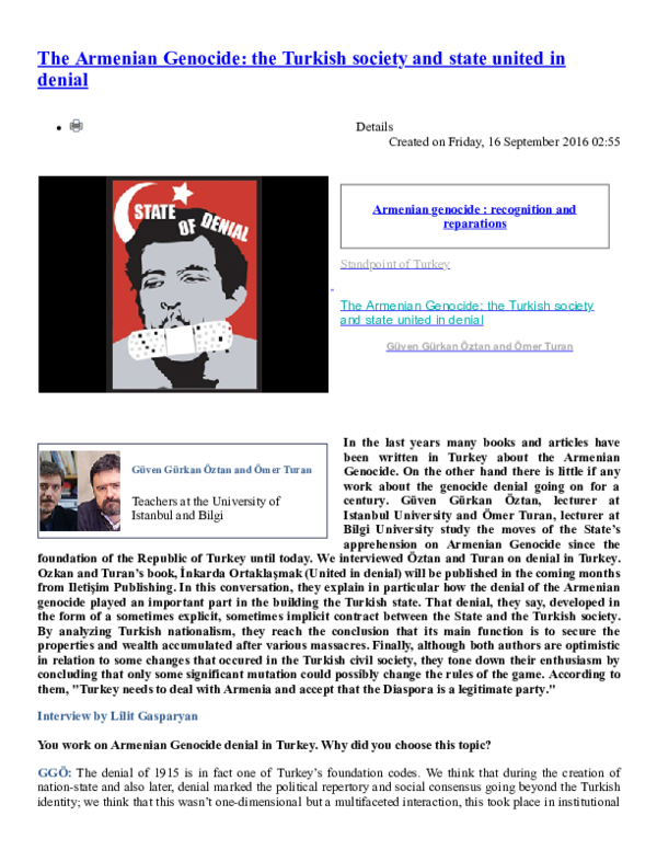 (PDF) "The Armenian Genocide: the Turkish society and state united in ...