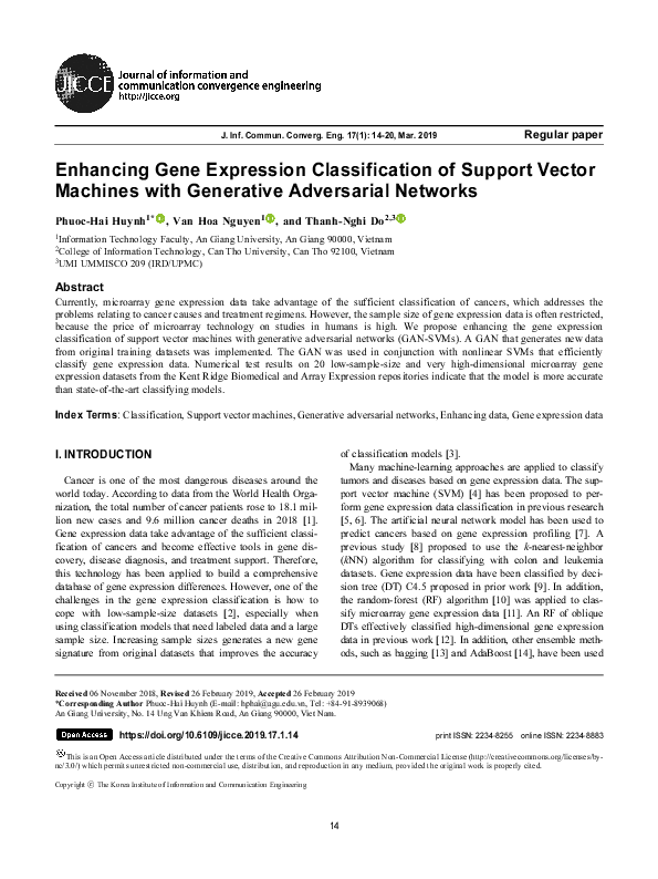 (PDF) Enhancing Gene Expression Classification of Support VectorMachines with Generative ...