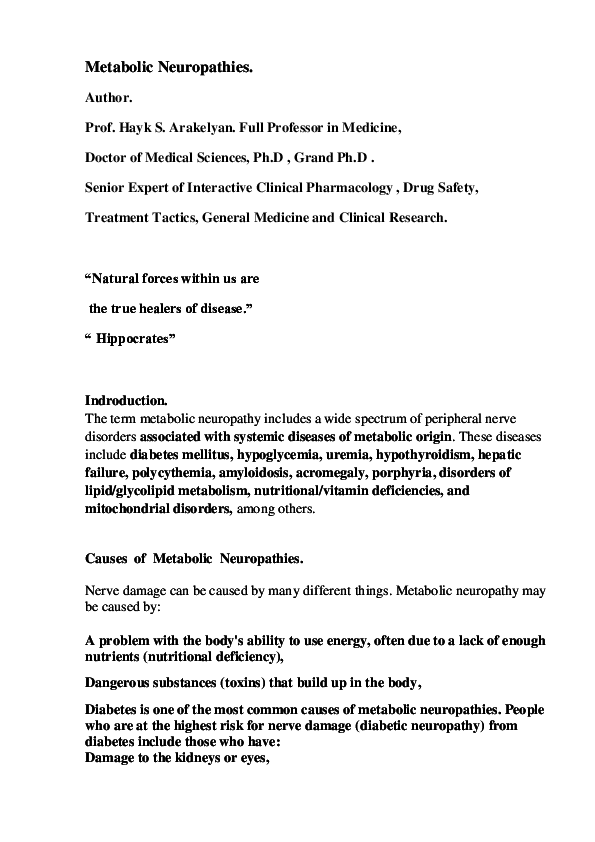 (DOC) Metabolic Neuropathies