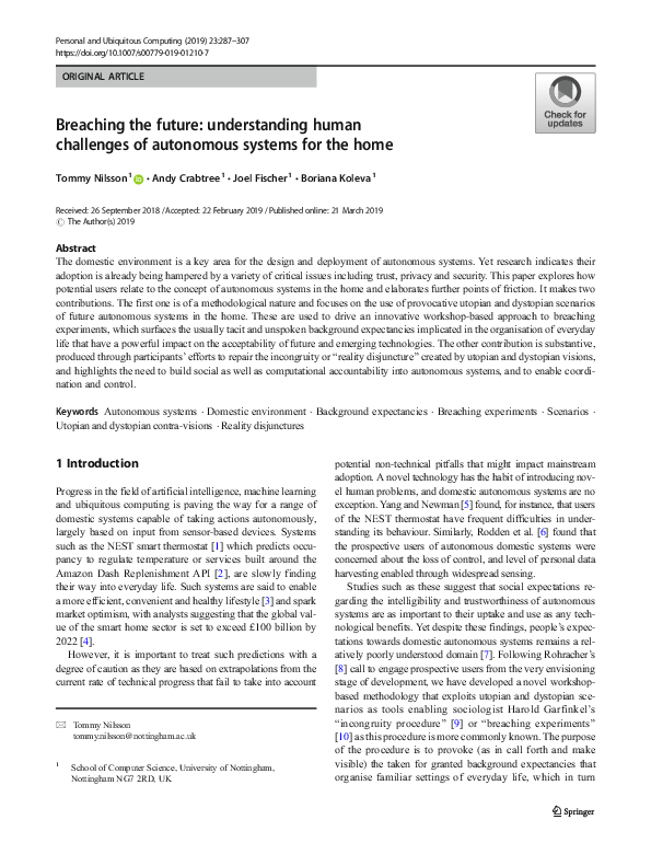(PDF) Breaching the future: understanding human challenges of ...