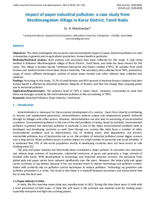 (DOC) Impact of paper industrial pollution: a case study from ...