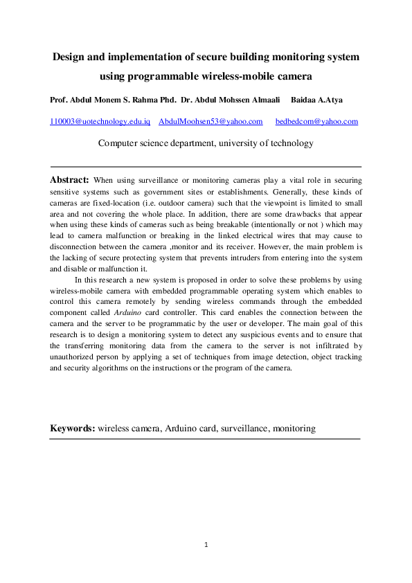 (DOC) Design and implementation of secure building monitoring system ...