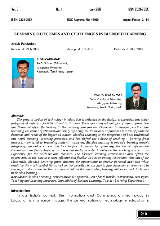 (PDF) Learning Outcome and Challenges in Blended Learning