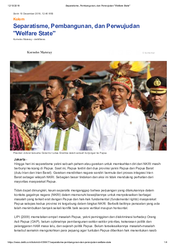 (PDF) Separatisme Pembangunan dan Perwujudan Welfare State