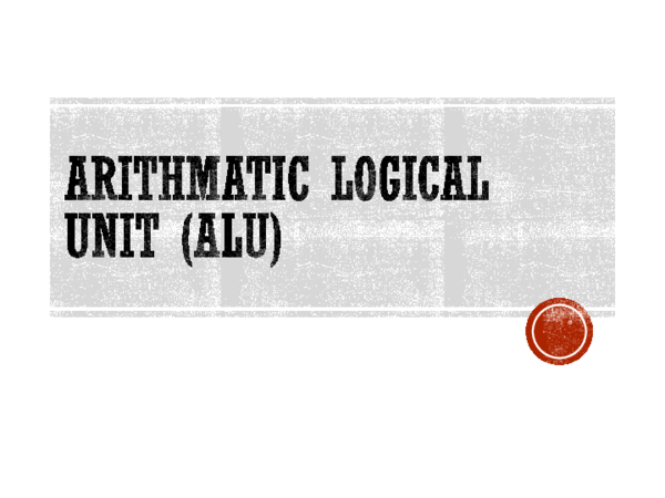 (PPT) Arithmetic Logic Unit