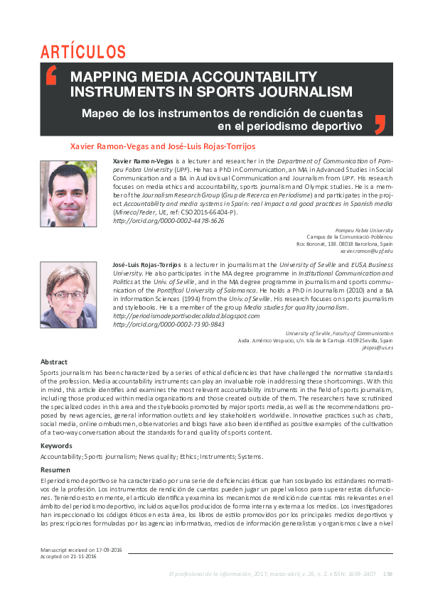 (PDF) Mapping media accountability instruments in sports journalism