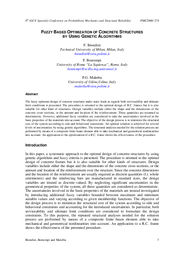 (PDF) Fuzzy Based Optimization of Concrete Structures by Using Genetic ...