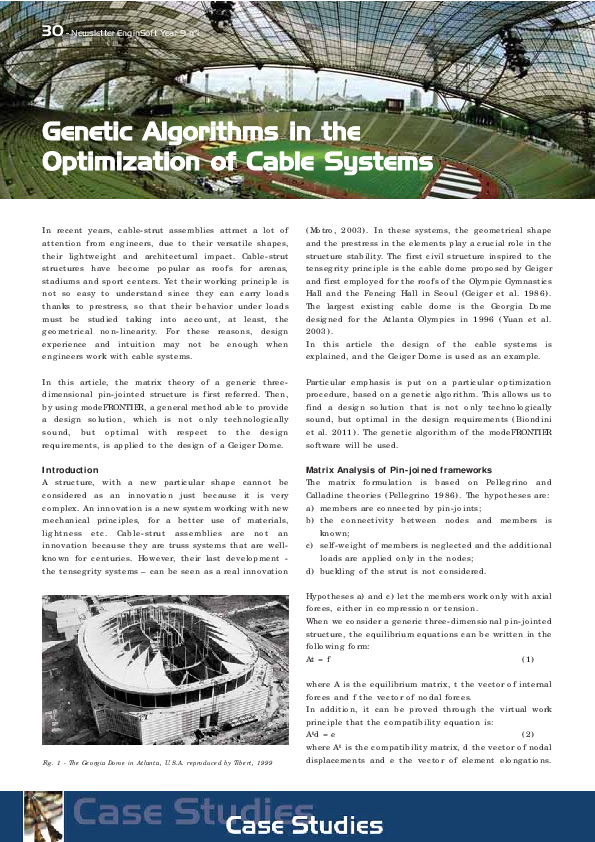 (PDF) Genetic Algorithms in the Optimization of Cable Systems