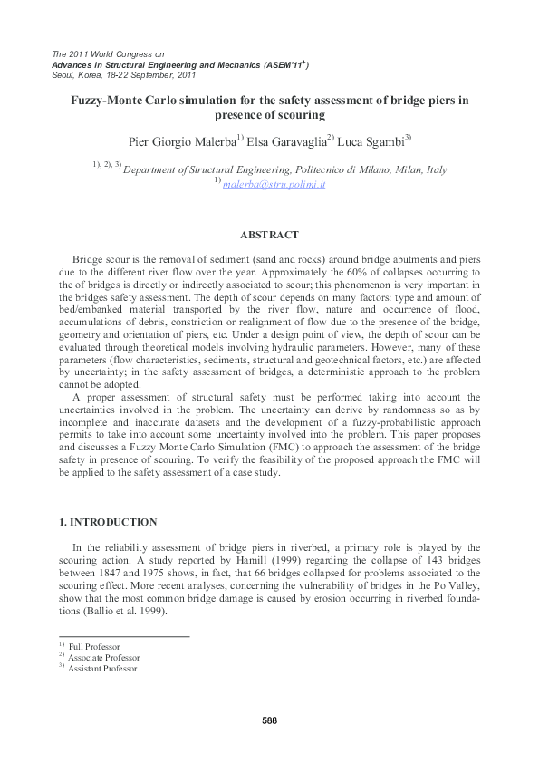 Pdf Fuzzy Monte Carlo Simulation For The Safety Assessment Of Bridge Piers In Presence Of Scouring