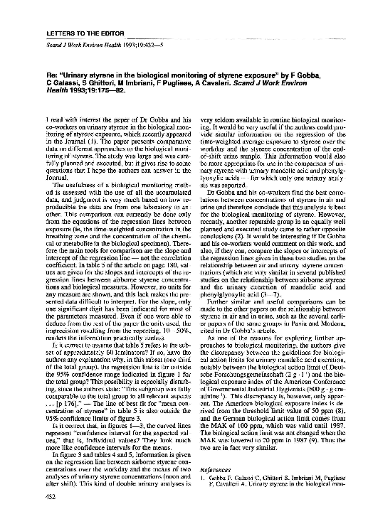 (PDF) Environmental and Biological Monitoring of Styrene Exposure ...