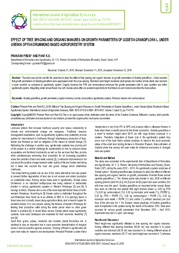 (PDF) Effect of Tree Spacing a Agroforestry System