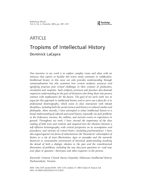 (PDF) Tropisms of Intellectual History