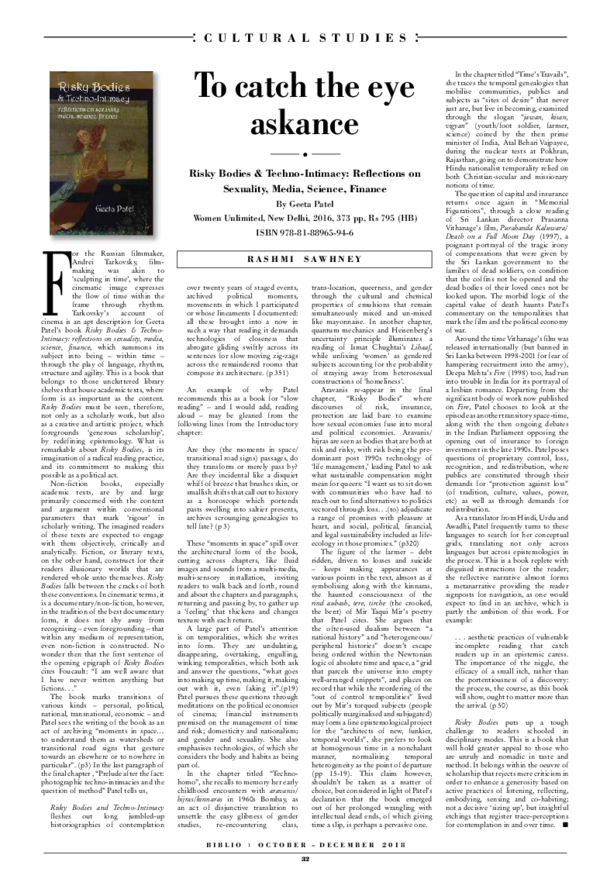 (PDF) To Catch the Eye Askance: Risky Bodies & Techno-Intimacy | Geeta ...
