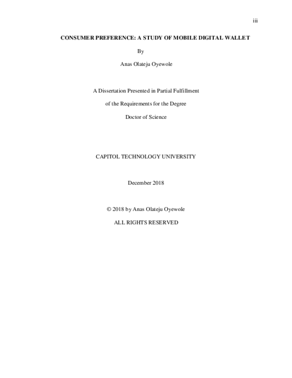 (PDF) CONSUMER PREFERENCE: A STUDY OF MOBILE DIGITAL WALLET