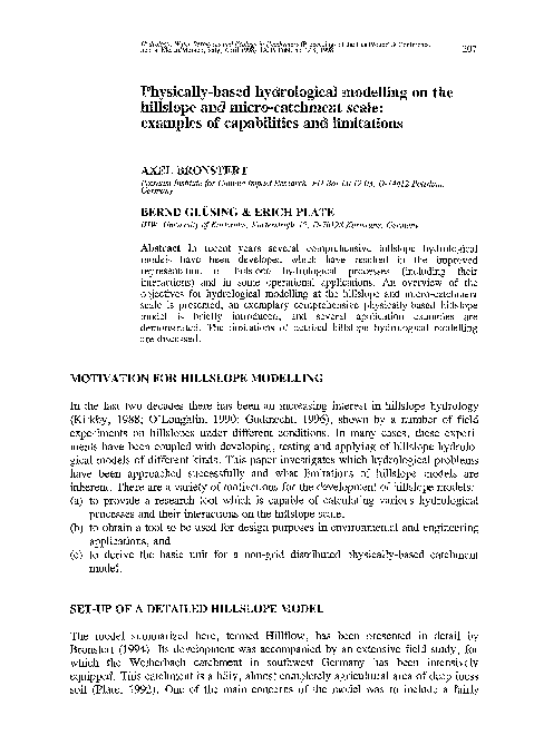 (PDF) Physically-based hydrological modelling on the hillslope and micro-catchment scale ...