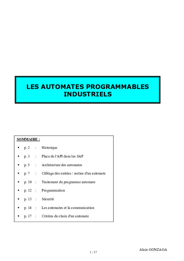 (PDF) LES AUTOMATES PROGRAMMABLES INDUSTRIELS