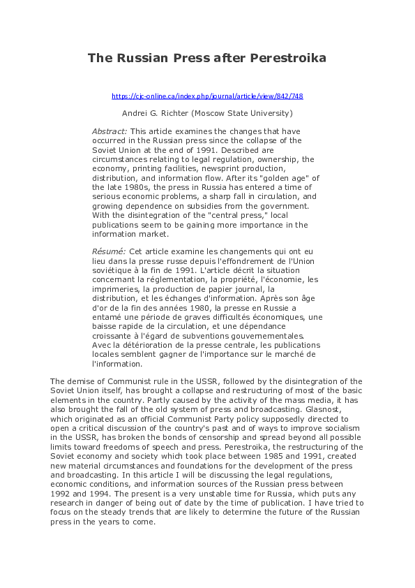 (DOC) The Russian Press after Perestroika