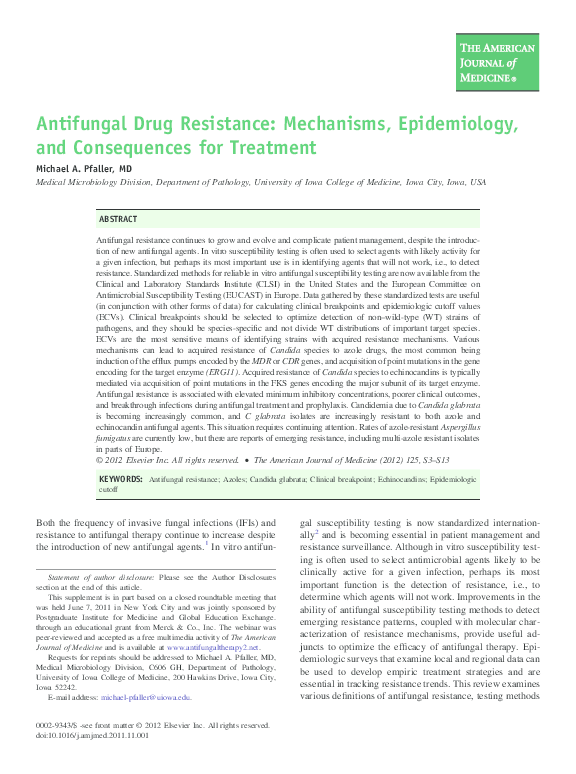 (PDF) Antifungal Drug Resistance: Mechanisms, Epidemiology, and ...