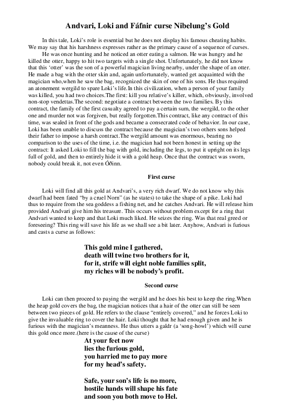 (PDF) Andvari, Loki and Fáfnir curse Nibelung's Gold