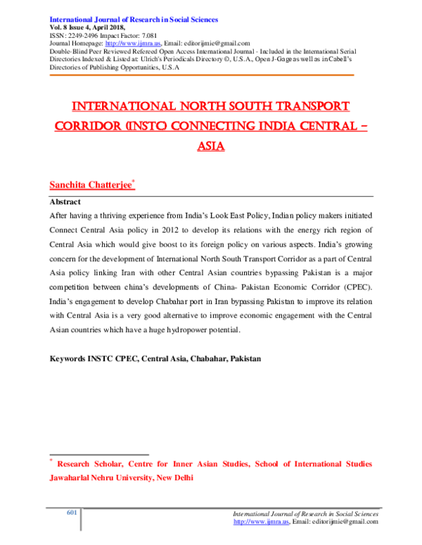 (PDF) International North South Transport Corridor (INSTC) connecting ...