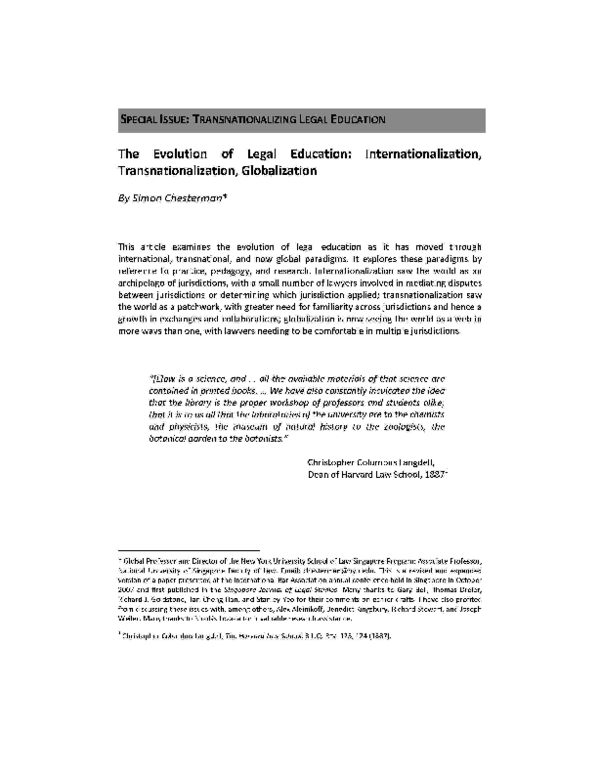 (PDF) The Evolution of Legal Education: Internationalization ...