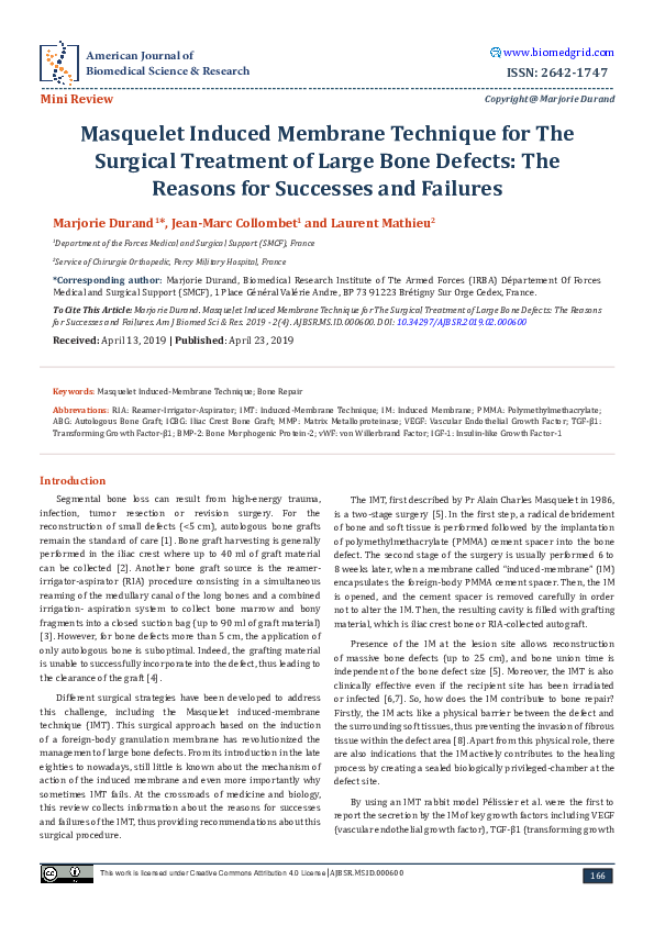 (PDF) Masquelet Induced Membrane Technique for The Surgical Treatment ...