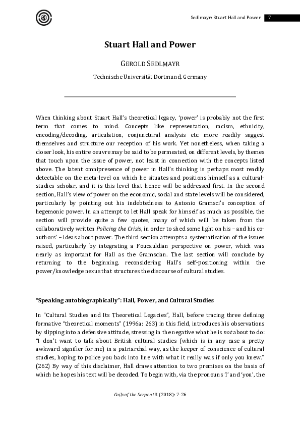 (PDF) Stuart Hall and Power