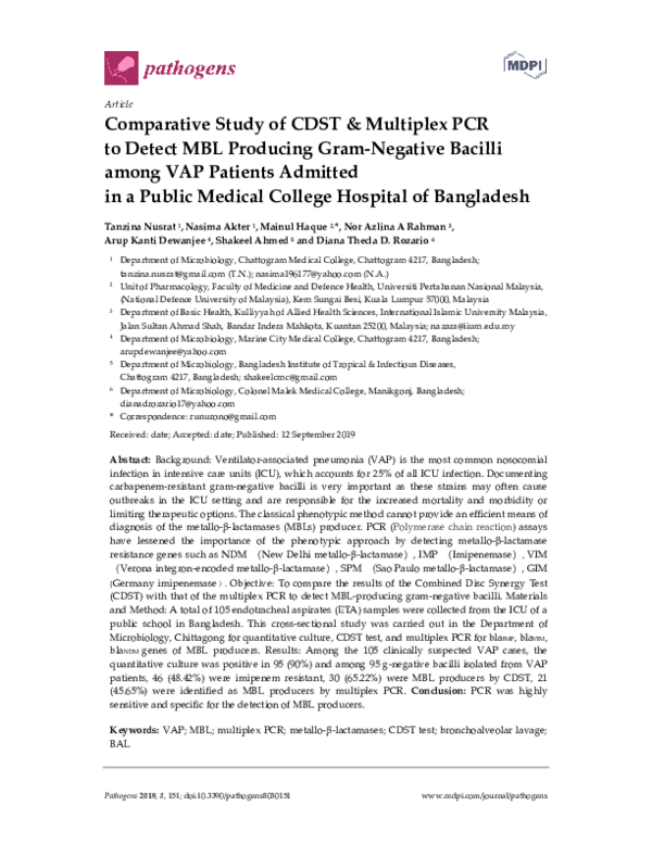 (PDF) Comparative Study of CDST & Multiplex PCR to Detect MBL Producing ...