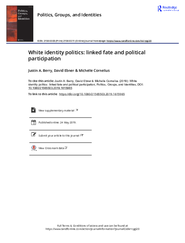 (PDF) White identity politics: linked fate and political participation ...