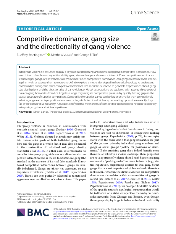 (PDF) Competitive dominance, gang size and the directionality of gang ...