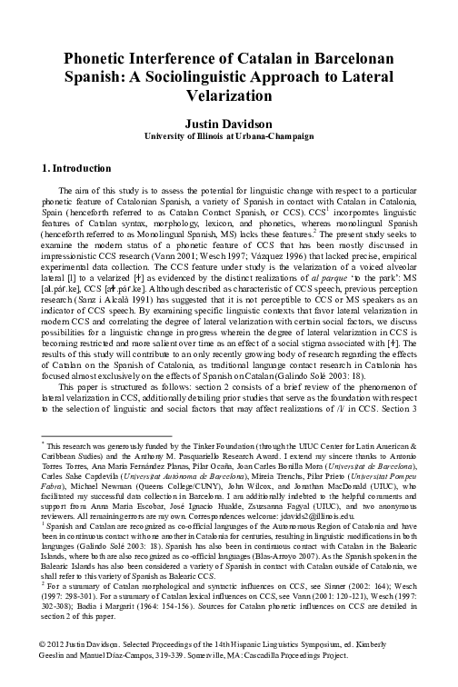 (PDF) Phonetic interference of Catalan in Barcelonan Spanish: A ...