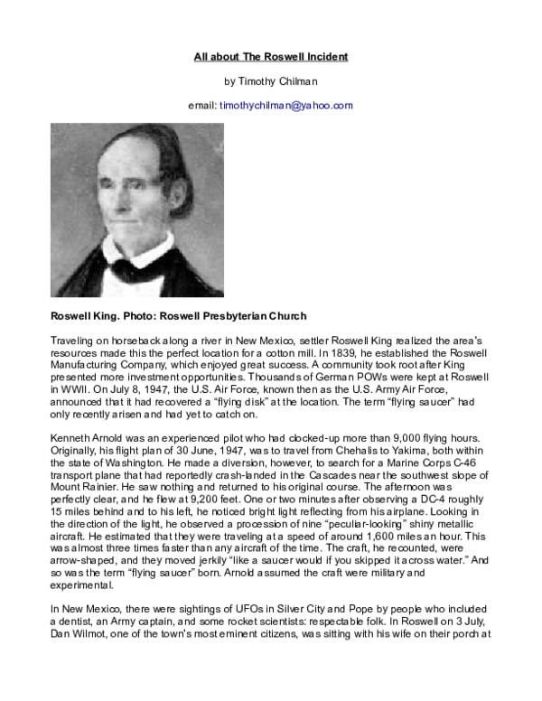 (DOC) The Most Comprehensive Account of the Roswell Incident You Ever ...