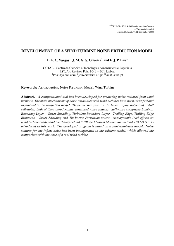 Pdf Development Of A Wind Turbine Noise Prediction Model