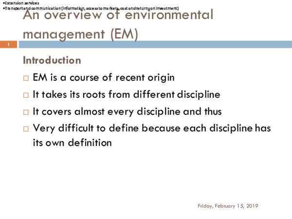 (PDF) An overview of environmental management (EM