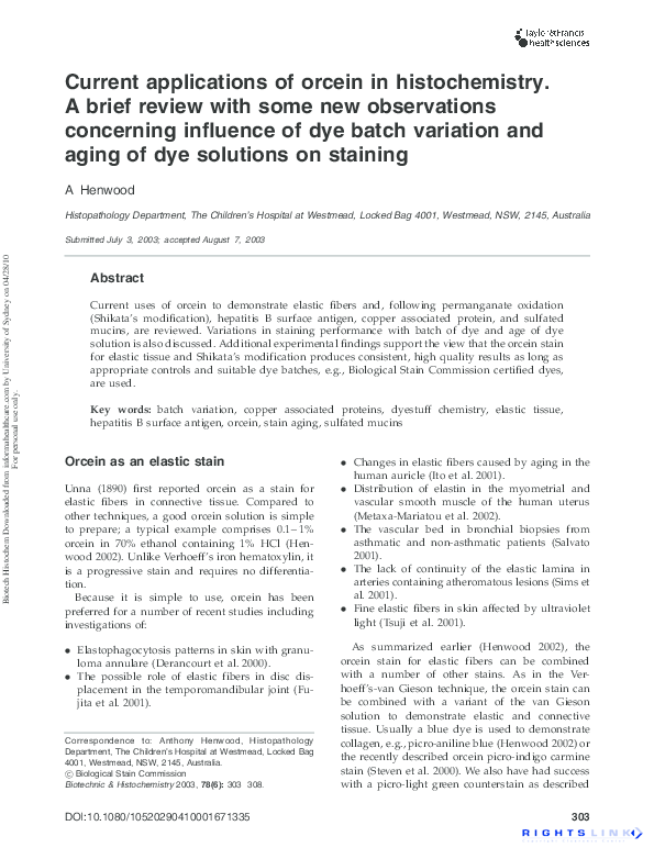 (PDF) Current applications of orcein in histochemistry. A brief review ...