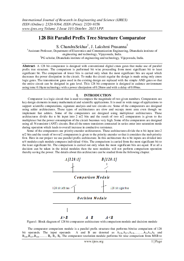 (PDF) 128 Bit Parallel Prefix Tree Structure Comparator