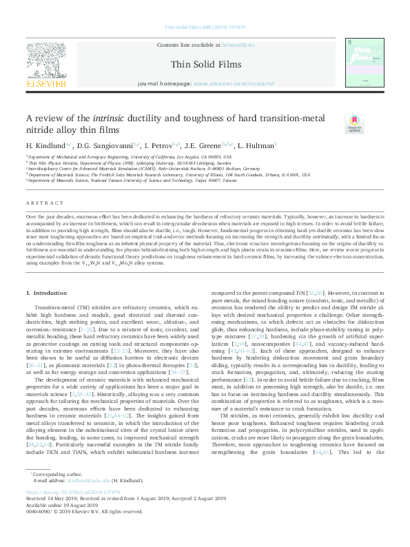 (PDF) A review of the intrinsic ductility and toughness of hard ...