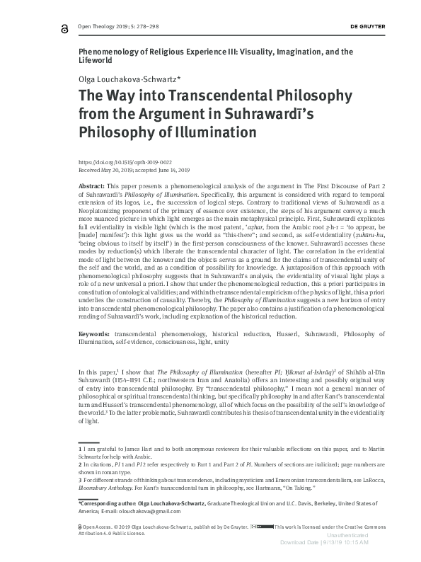 (PDF) The Way into Transcendental Philosophy from the Argument in ...
