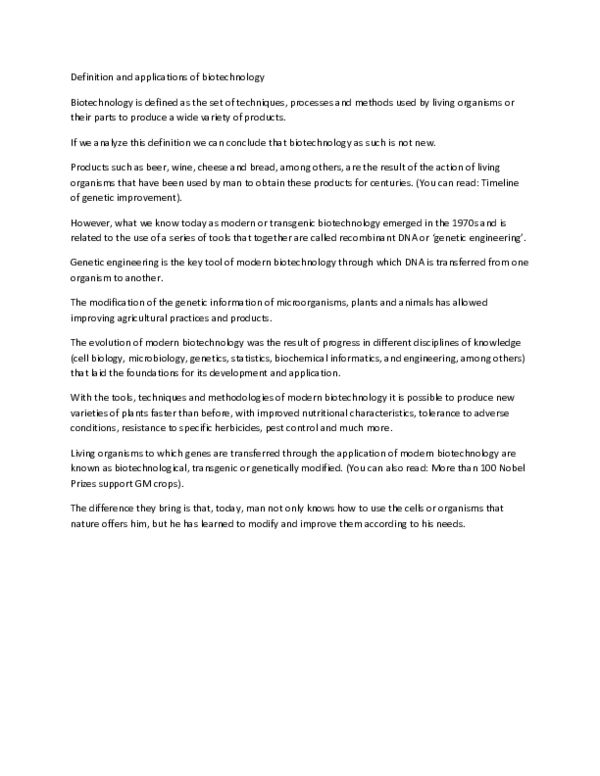 (PDF) Douglas Rosenthal: Definition and Applications of Biotechnology ...