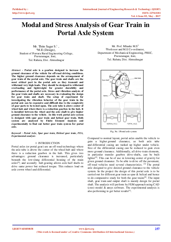 (PDF) IJERT-Modal and Stress Analysis of Gear Train in Portal Axle ...