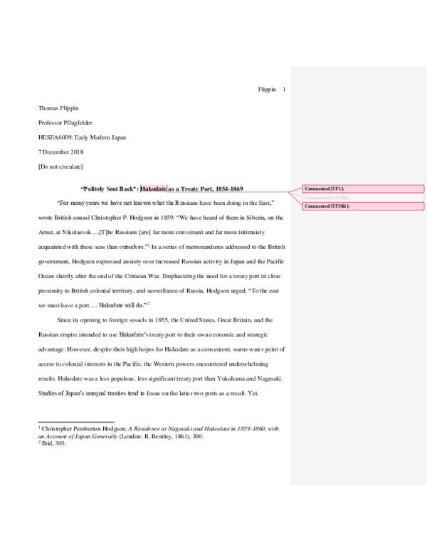 (DOC) "Politely Sent Back": Hakodate as a Treaty Port, 1854-1869 ...