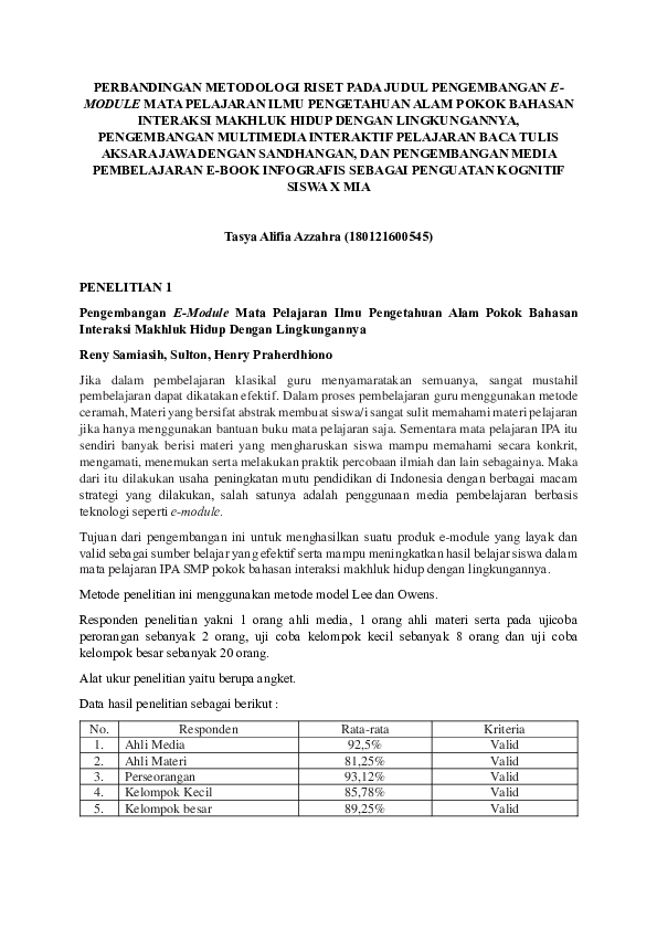 (DOC) Perbandingan Metodologi Riset Jurnal