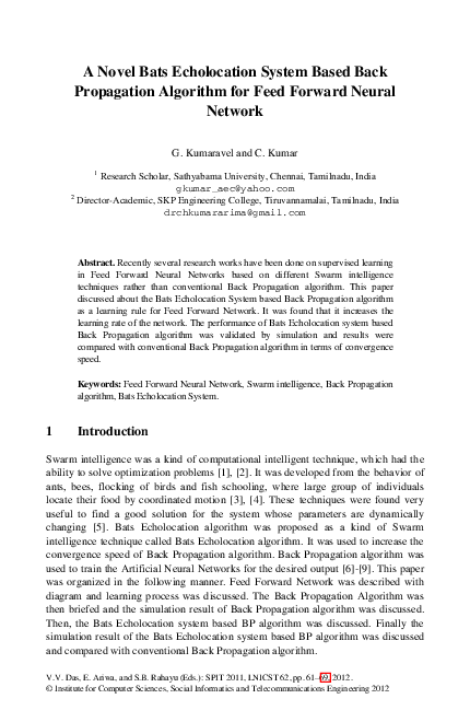 (PDF) A Novel Bats Echolocation System Based Back Propagation Algorithm for Feed Forward Neural ...