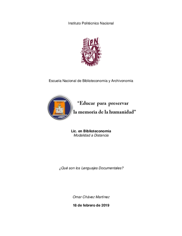 (PDF) ¿Qué son los lenguajes documentales?