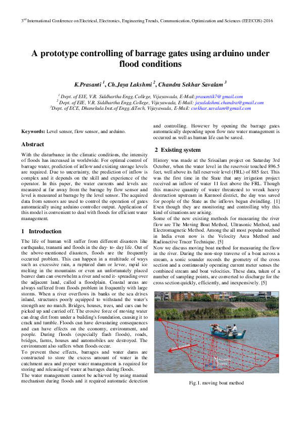(PDF) A prototype controlling of barrage gates using arduino under ...