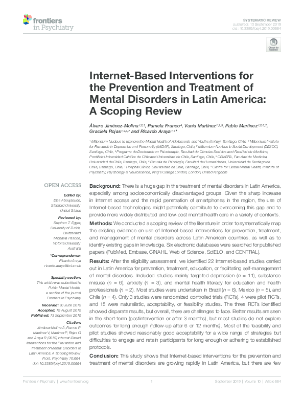 (PDF) Internet-based interventions for the prevention and treatment of mental disorders in Latin ...