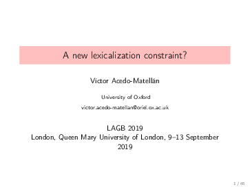 (PDF) A new lexicalization constraint?